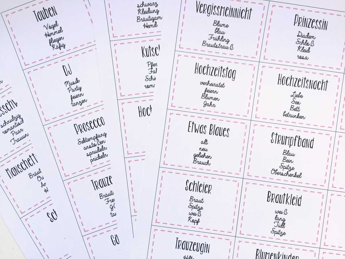 JGA Junggesellinnenabschied TABU Karten (PDF) Spielidee | Weddingtree